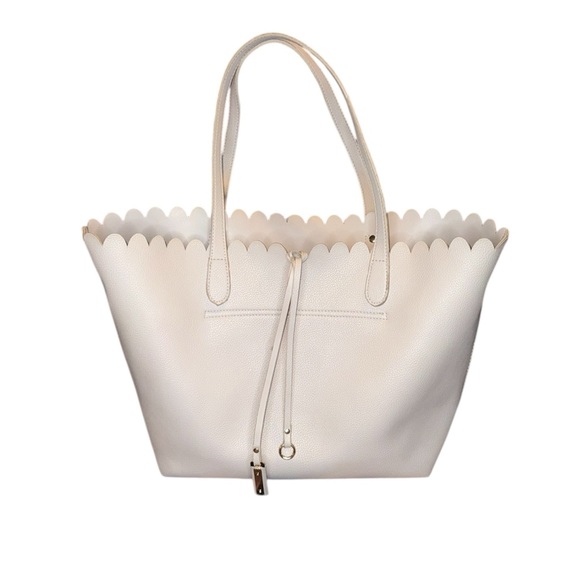 Moda Luxe | Bags | Moda Luxe 2pc Scalloped Cream Tote Bag | Poshmark